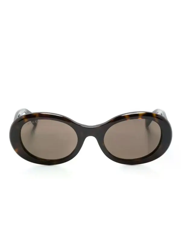 Gucci Tortoiseshell Oval-frame Sunglasses - Brown