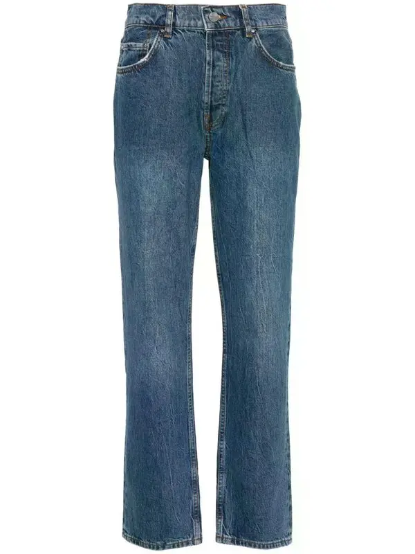 ANINE BING Logo-patch Boyfriend Jeans In Marine - Blue