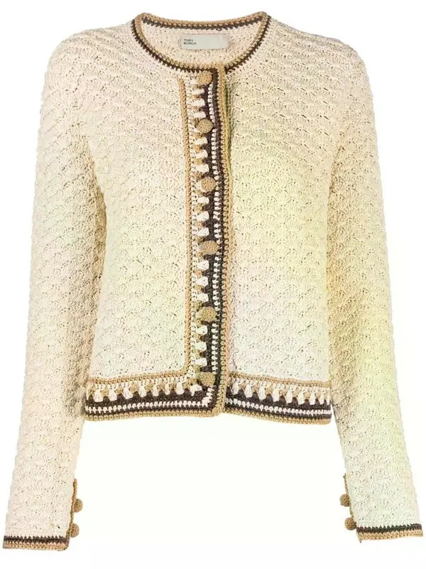 Tory Burch Round Neck Button-up Cardigan - Neutrals
