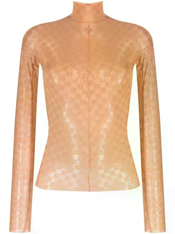FORTE_FORTE Lace Detail High Neck Top - Neutrals