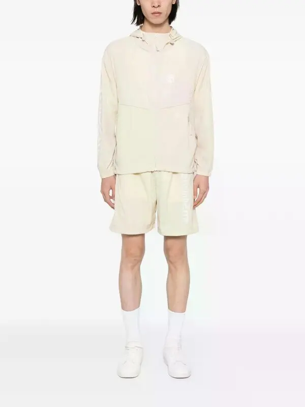 GROUND ZERO Logo-print Lightweight Crinkled Jacket - Neutrals