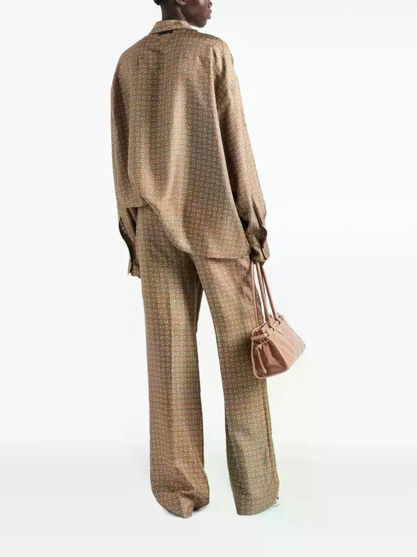 Prada High-waisted Paisley Print Silk Twill Trousers