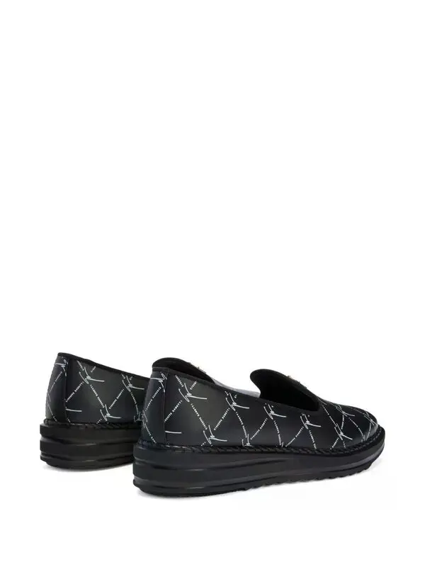 GIUSEPPE ZANOTTI Leather Tim Logo-lettering Loafers - Black