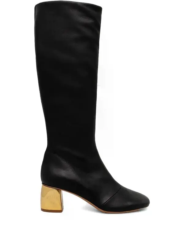 FORTE_FORTE Knee-high Leather Boots With Block Heel