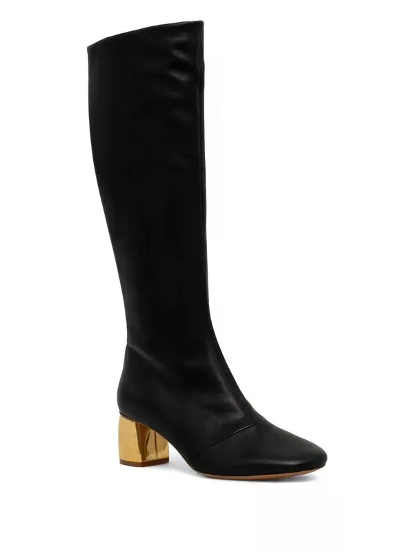 FORTE_FORTE Knee-high Leather Boots With Block Heel