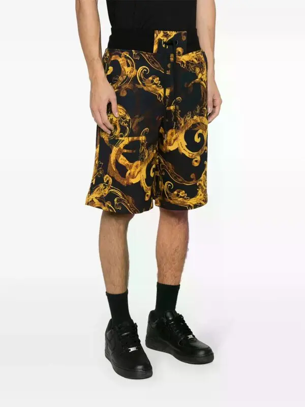 Versace Barocco Print Cotton Track Shorts