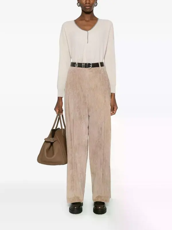 Brunello Cucinelli Cashmere English Ribbed V-neck Sweater