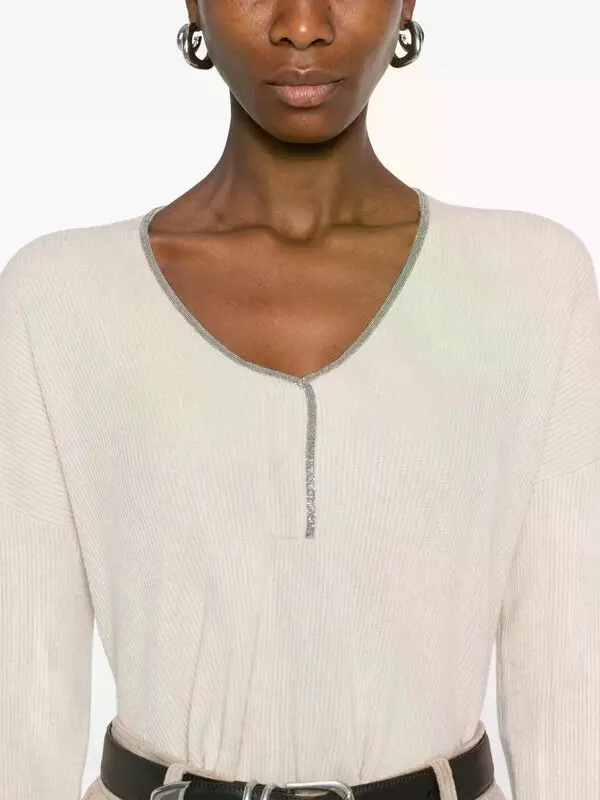 Brunello Cucinelli Cashmere English Ribbed V-neck Sweater