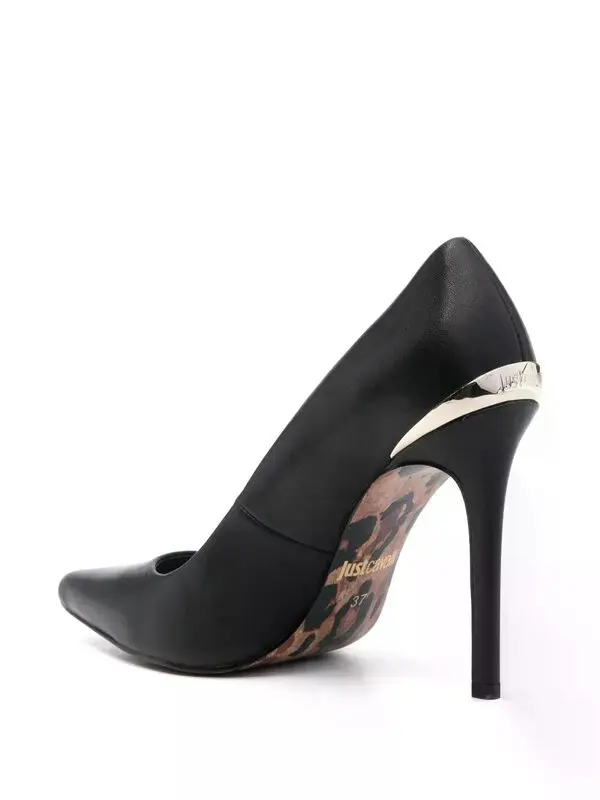 Just Cavalli Embossed Logo Leather Pumps - Black