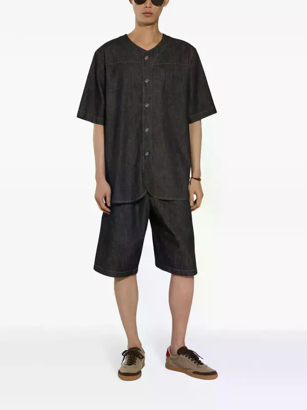 Dolce & Gabbana Logo-embroidered Denim Shirt
