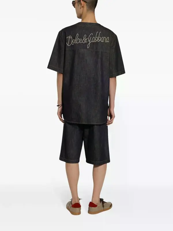 Dolce & Gabbana Logo-embroidered Denim Shirt