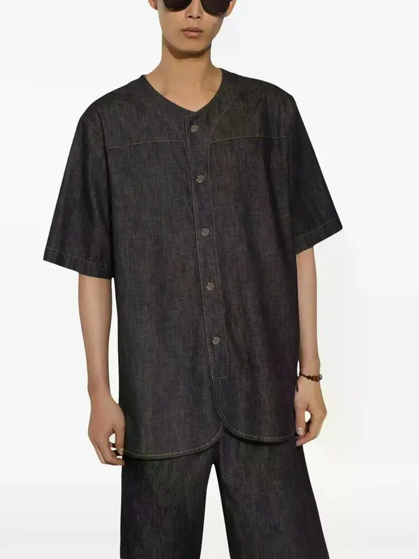 Dolce & Gabbana Logo-embroidered Denim Shirt