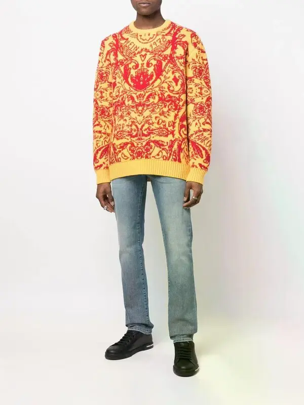 Philipp Plein Skull Intarsia Knit Jumper - Yellow