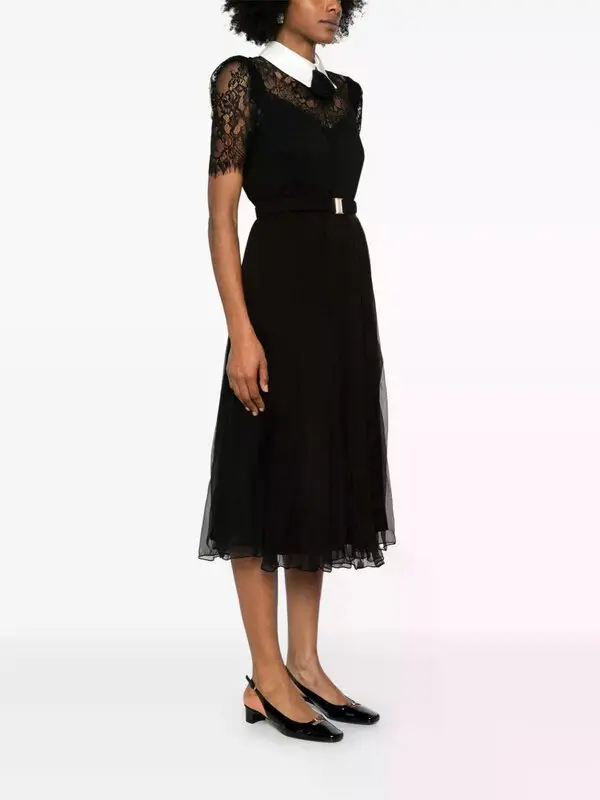 NISSA Lace-detailed Silk Midi Dress