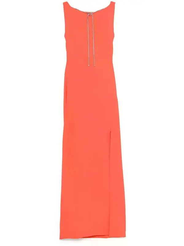 Max Mara Sleeveless Maxi Dress With Open Back And Knot Detail - Orange