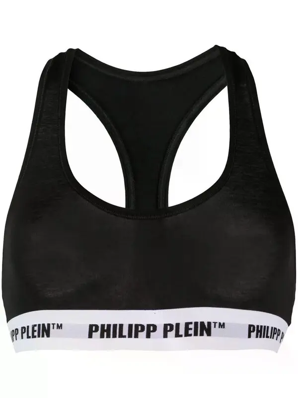 Philipp Plein Logo Band Sports Bra - Black