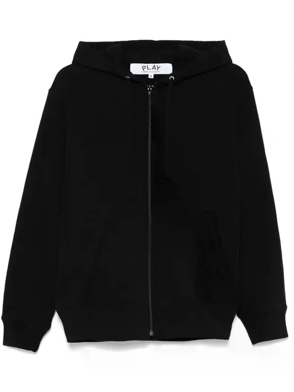 Play Comme Des Garcon Zip-up Hoodie With Heart Patch - Black