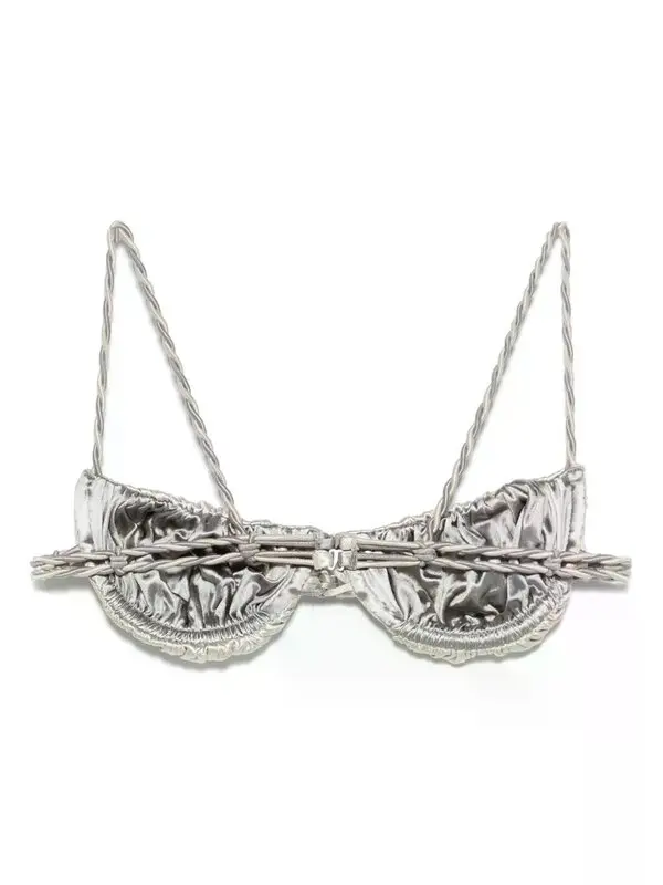 ISA BOULDER Tiny Twist Bikini Top - Grey