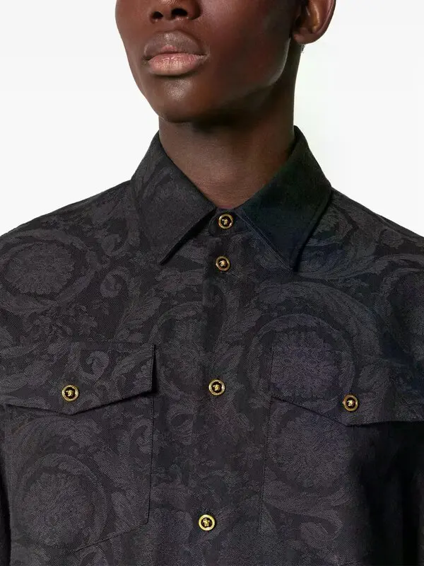 Versace Barocco Jacquard Chambray Shirt