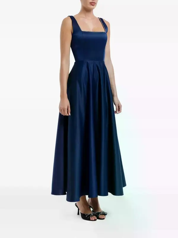 POST MERIDIEM Embellished Square Neck Midi Dress - Blue
