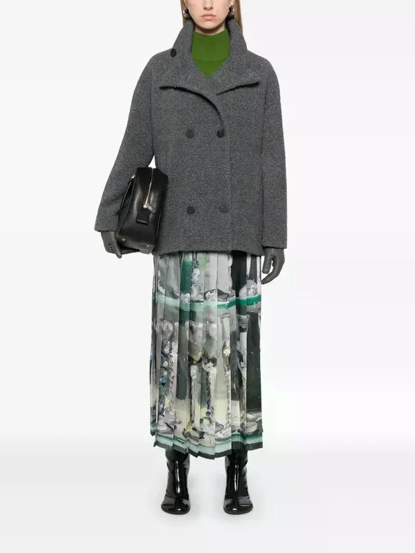 MSGM Pleated Maxi Skirt With Painterly Print
