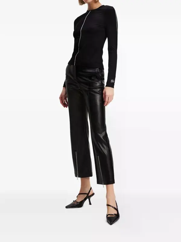 Karl Lagerfeld Faux-leather Cropped Trousers With Zip Details