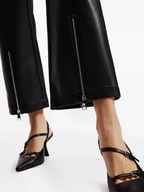Karl Lagerfeld Faux-leather Cropped Trousers With Zip Details