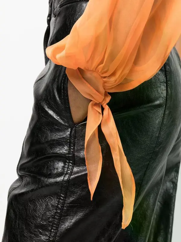 Roberto Cavalli Apricot Silk Semi-sheer Blouse