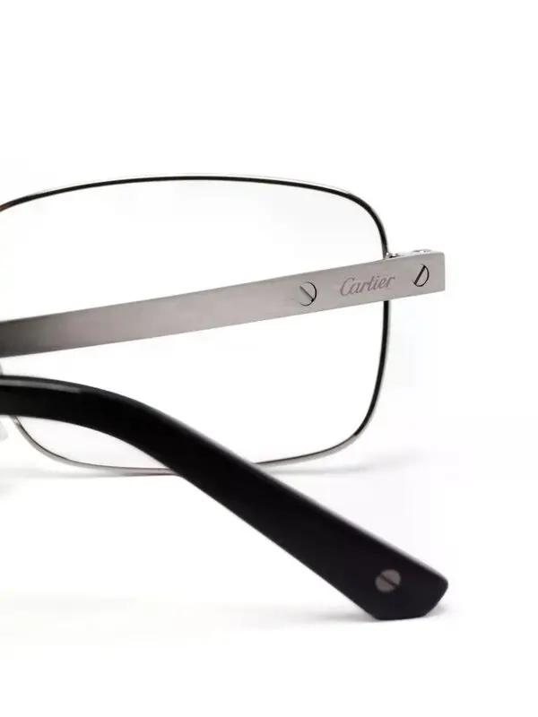 Cartier Rectangle Frame Glasses - Silver