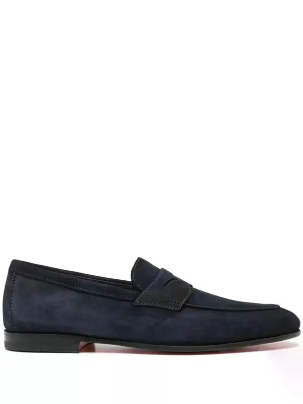 Santoni Suede Penny Loafers - Blue