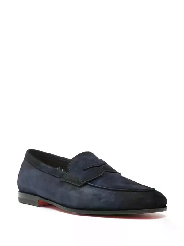Santoni Suede Penny Loafers - Blue