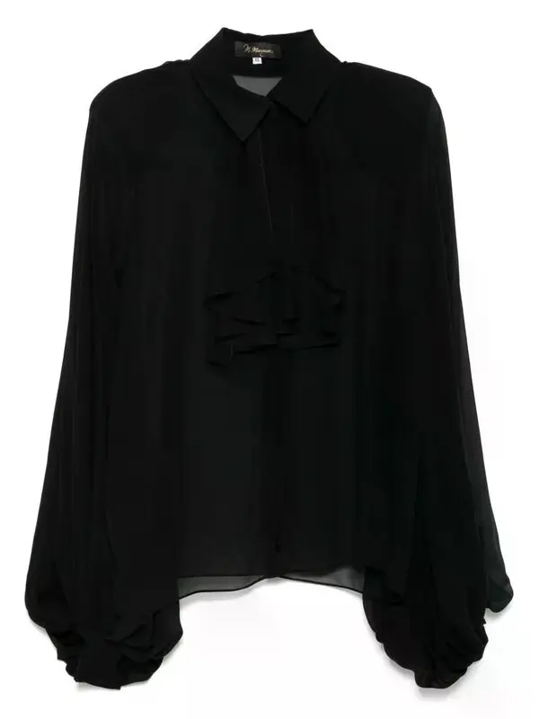 M.MARQUISE Long Puff Sleeve Blouse With Attached Scarf