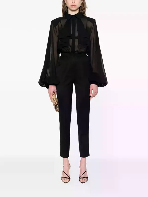 M.MARQUISE Long Puff Sleeve Blouse With Attached Scarf