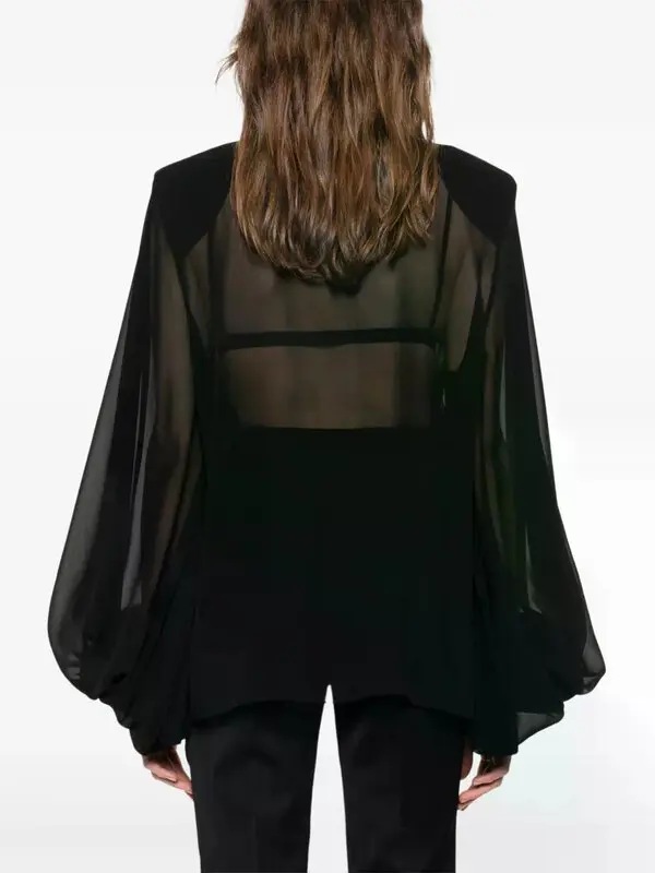 M.MARQUISE Long Puff Sleeve Blouse With Attached Scarf