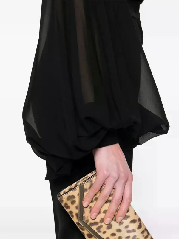 M.MARQUISE Long Puff Sleeve Blouse With Attached Scarf