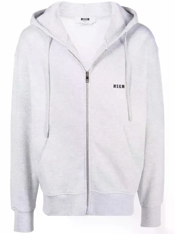 MSGM Logo-print Drawstring Hoodie - Grey