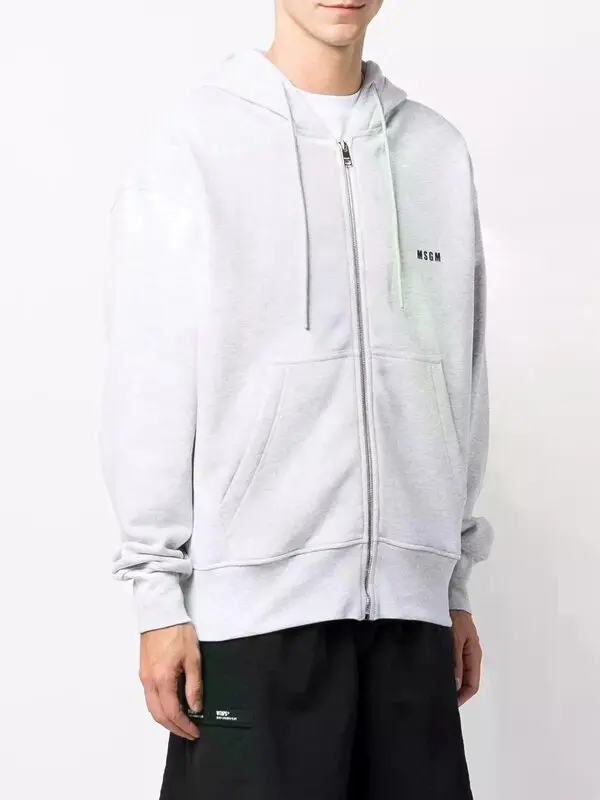 MSGM Logo Print Zip-up Hoodie