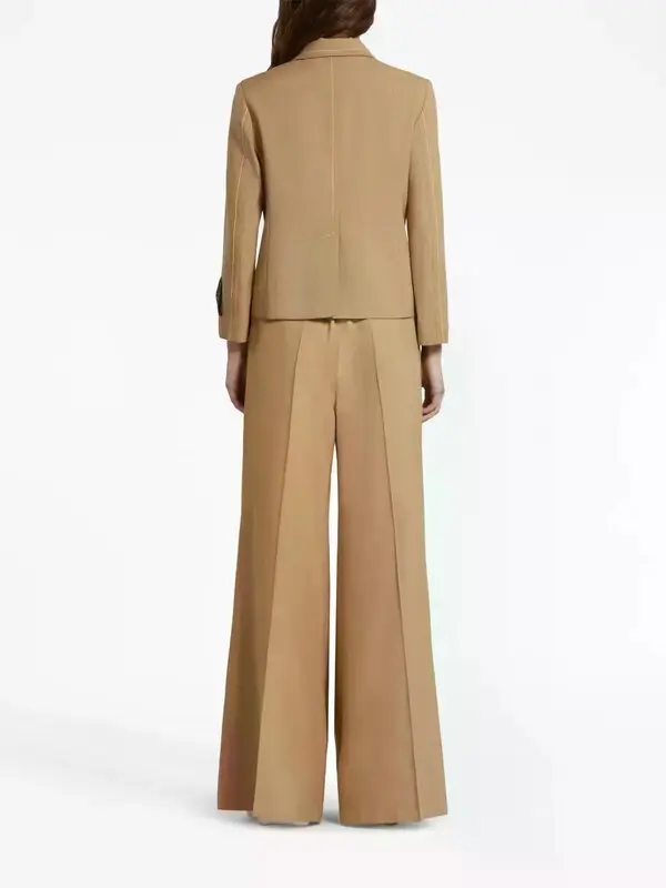 Marni Logo Waistband Virgin Wool Flared Trousers