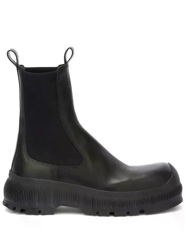 JIL SANDER Logo-embossed Leather Boots - Black