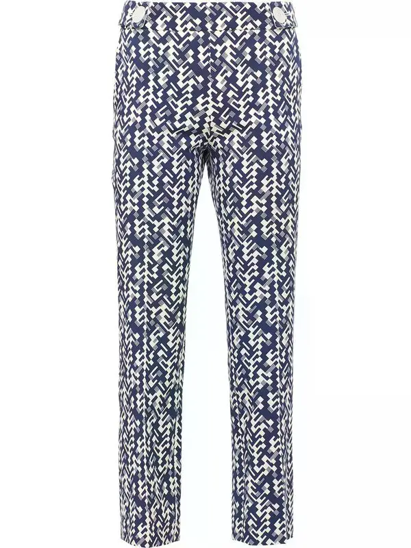 Prada Graphic Print Cropped Trousers - Blue