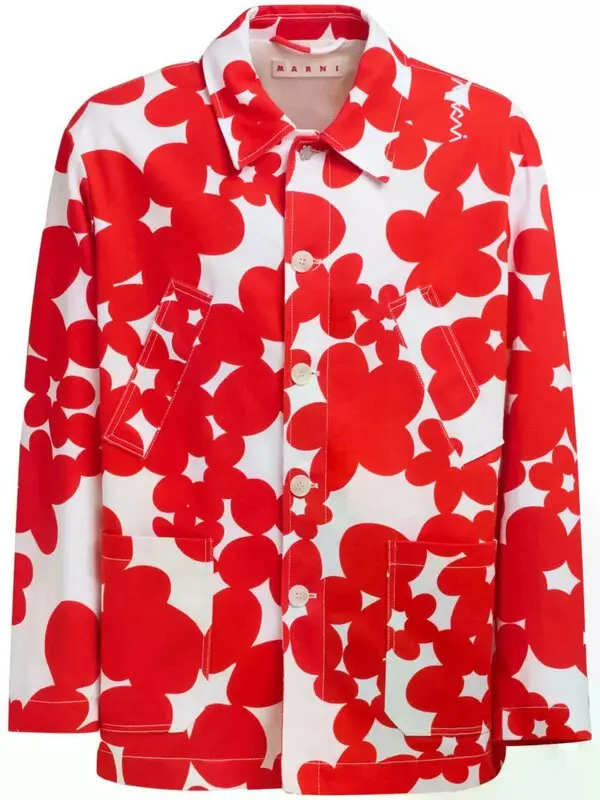 Marni Floral Print Cotton Jacket - Red