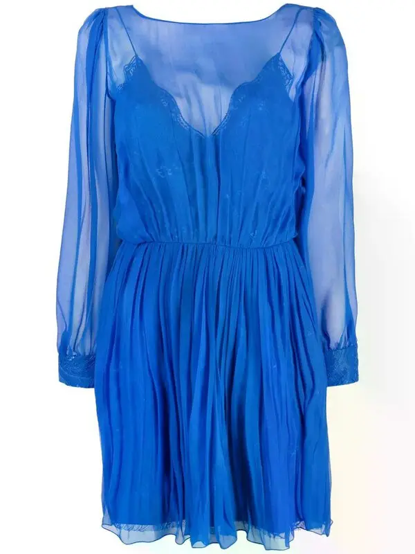Alberta Ferretti Layered Silk Mini Dress - Blue