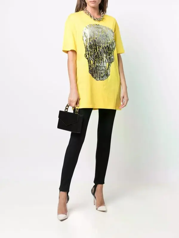 Philipp Plein Beaded Logo-skull T-shirt - Yellow