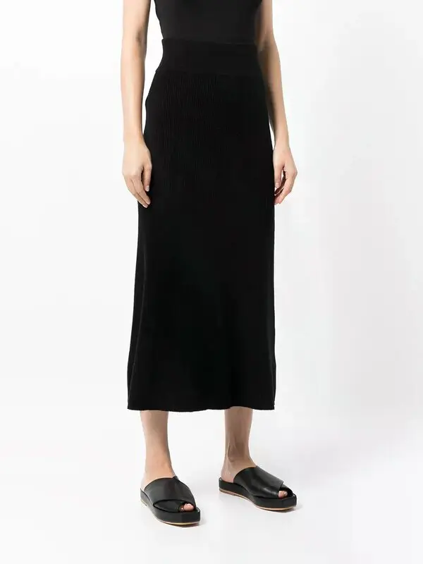 Cashmere In Love A-line Ribbed Midi Skirt With Side Slit