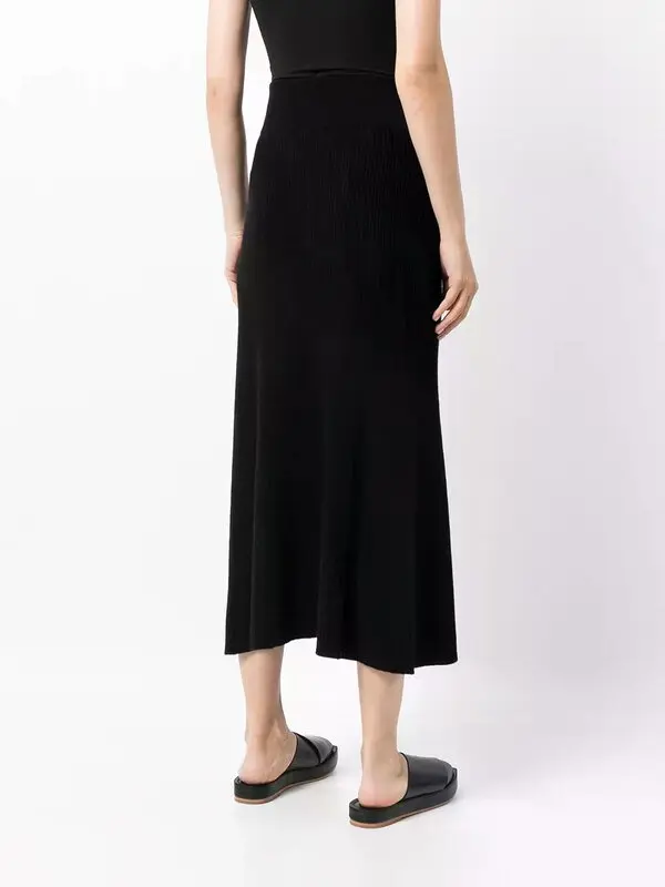 Cashmere In Love A-line Ribbed Midi Skirt With Side Slit