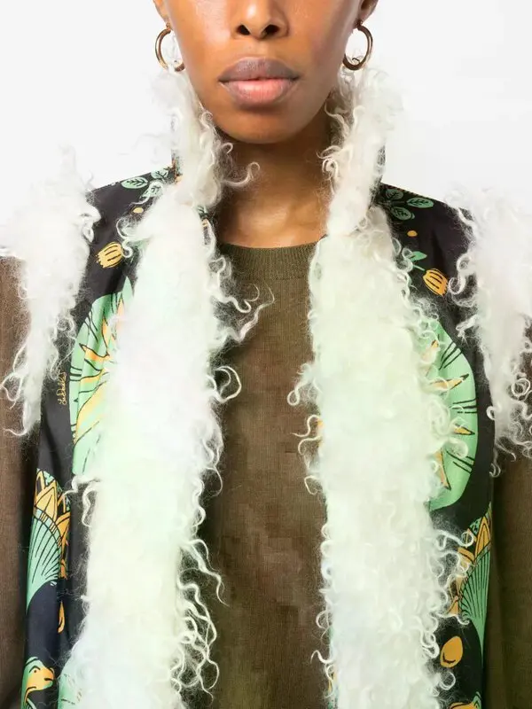 La DoubleJ Graphic-print Shearling-trim Vest