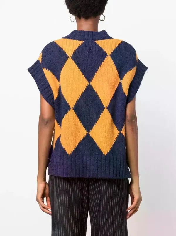 La DoubleJ Argyle Intarsia-knit Vest
