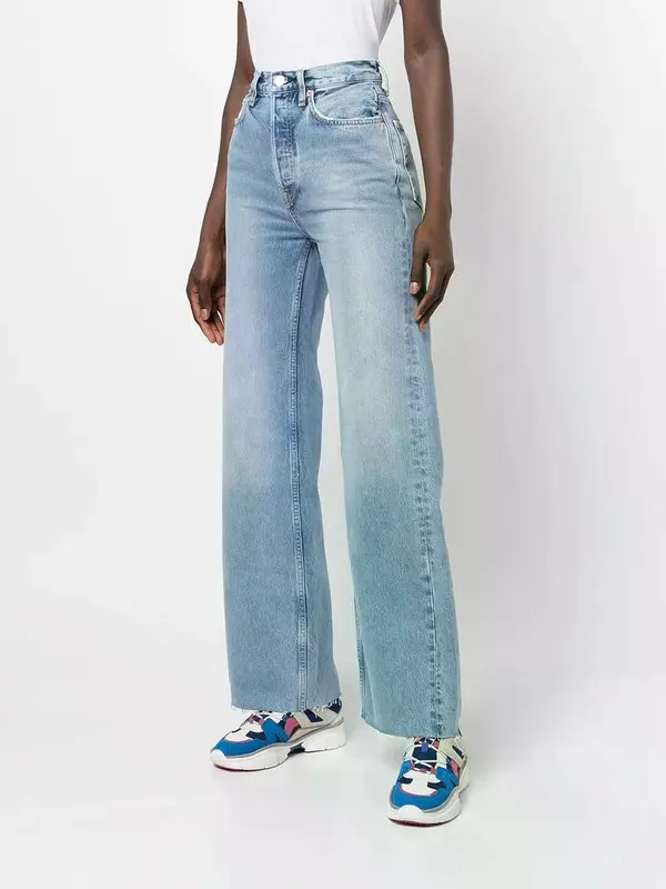 RE/DONE Raw Edge Hem Wide-leg Jeans