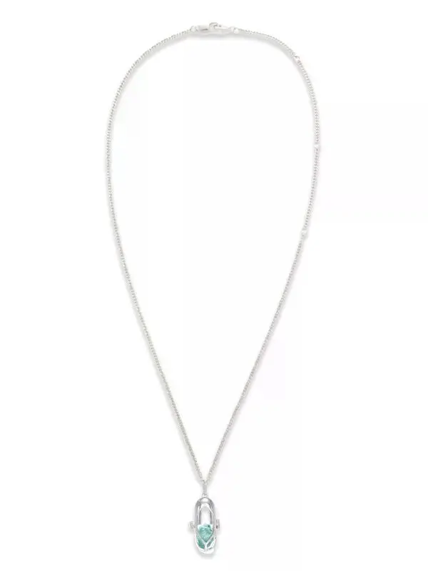 CAPSULE ELEVEN Aquamarine Statement Pendant Necklace - Silver