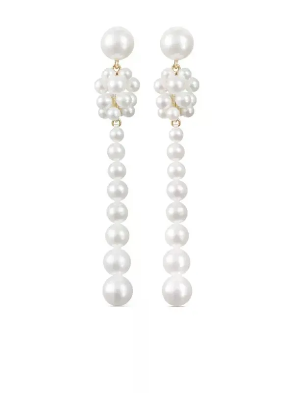 Sophie Bille Brahe 14kt Recycled Yellow Colonna Freshwater Pearl Earrings - Gold